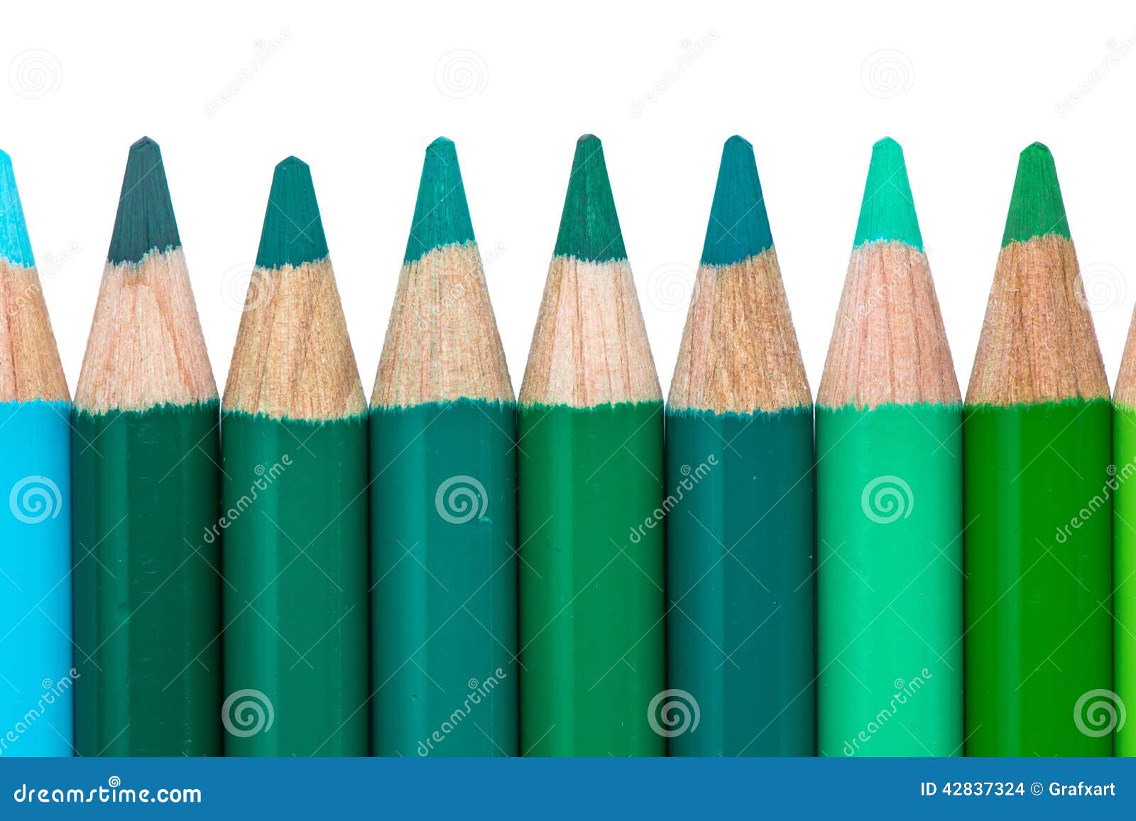 Row with Blue and Green Colored Crayons Stock Photo - Image of ...