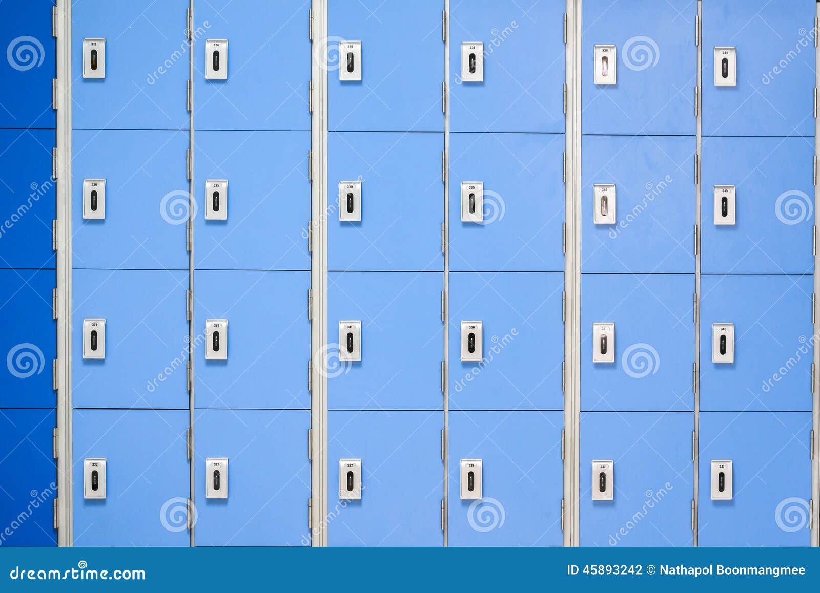 A row of blue lockers. stock photo. Image of room, number - 45893242