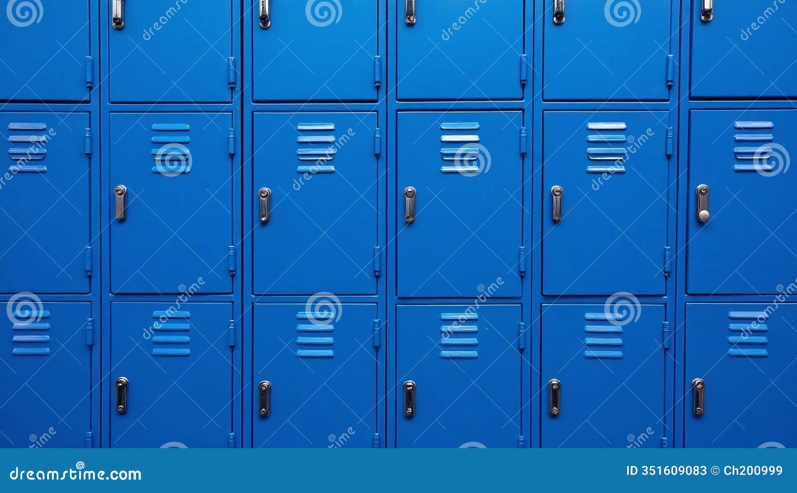Row of Blue Metal Lockers in Grid Pattern Stock Illustration ...