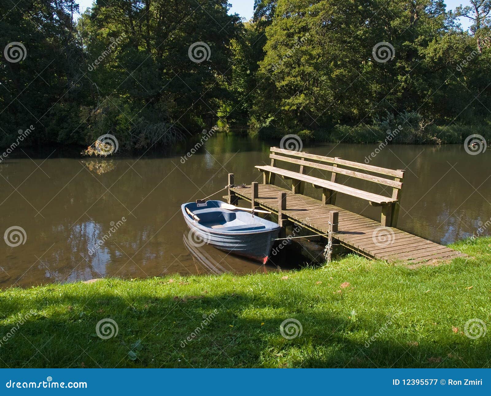 Row Boat in a Beautiful River Stock Image - Image of tranquil, lonely ...