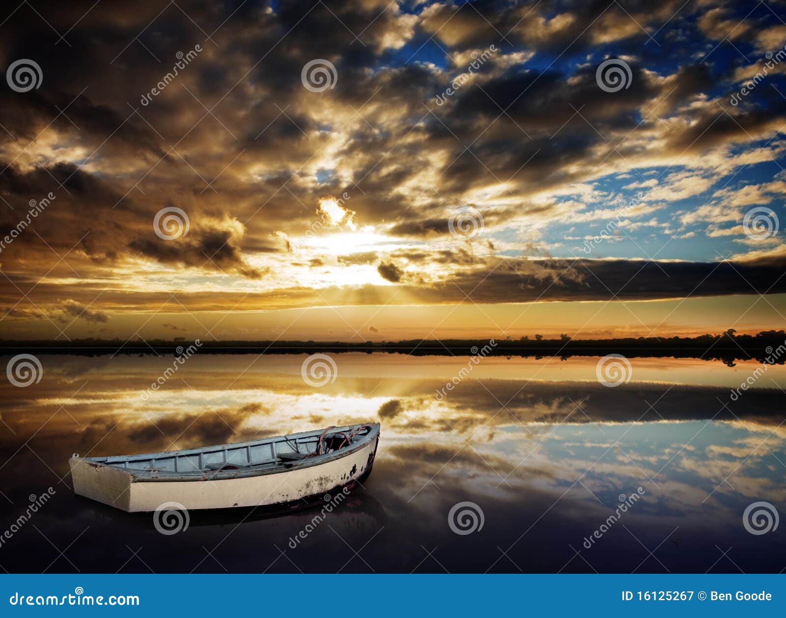 Row Boat Sunset stock image. Image of natural, transport - 16125267