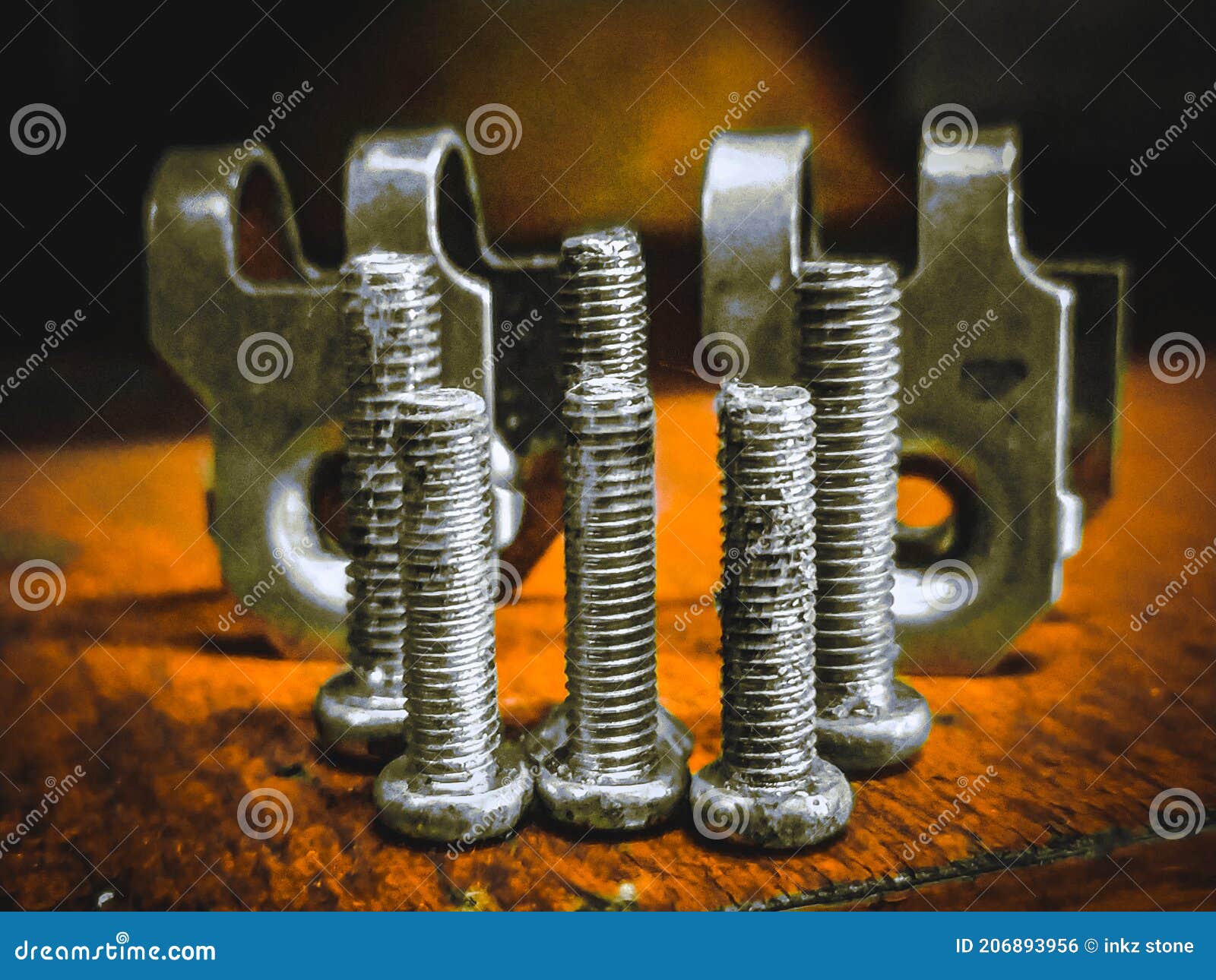 Row of bolts and nuts stock photo. Image of metal, bolts - 206893956