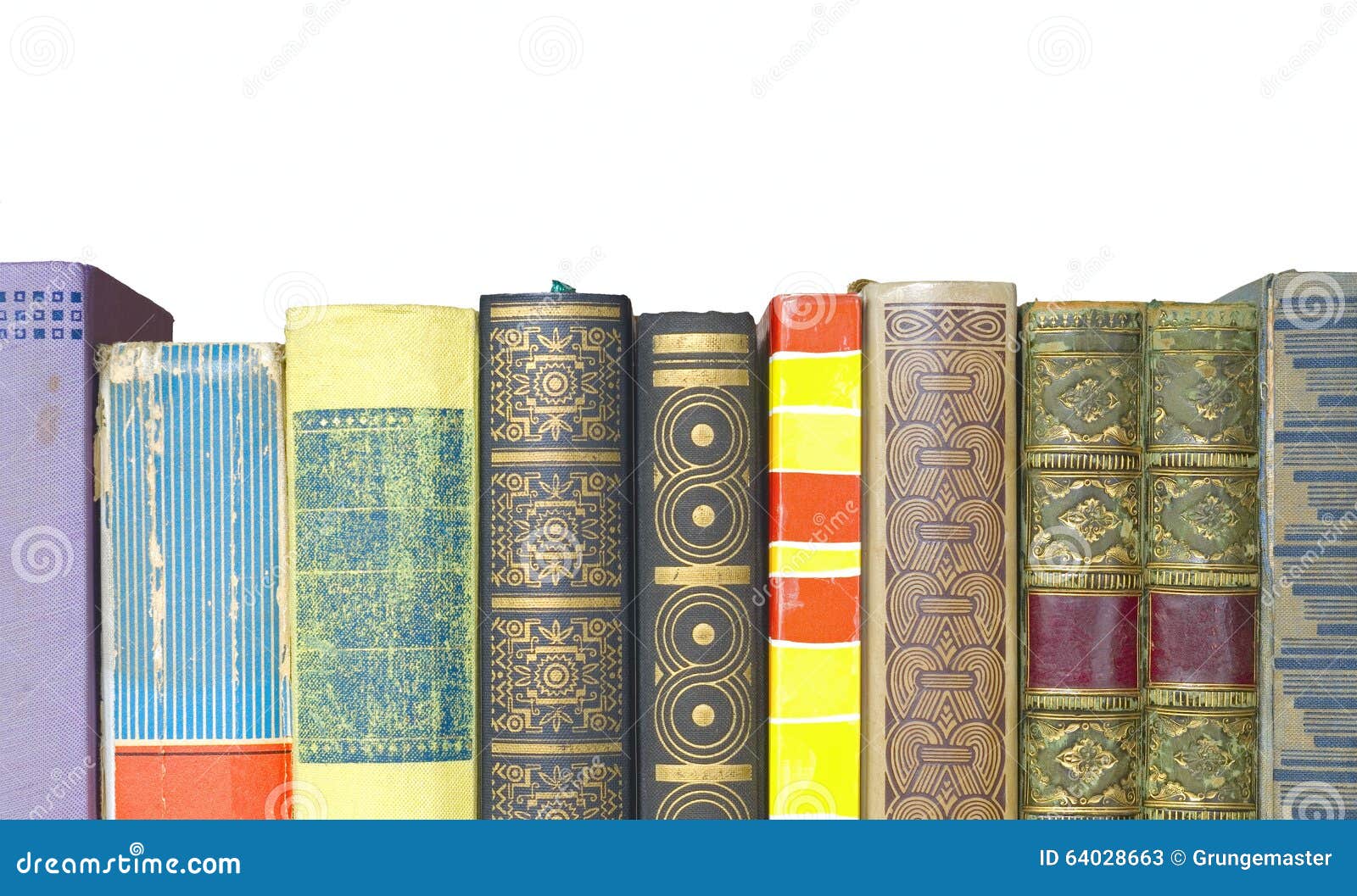 Row of books, isolated stock image. Image of antique - 64028663