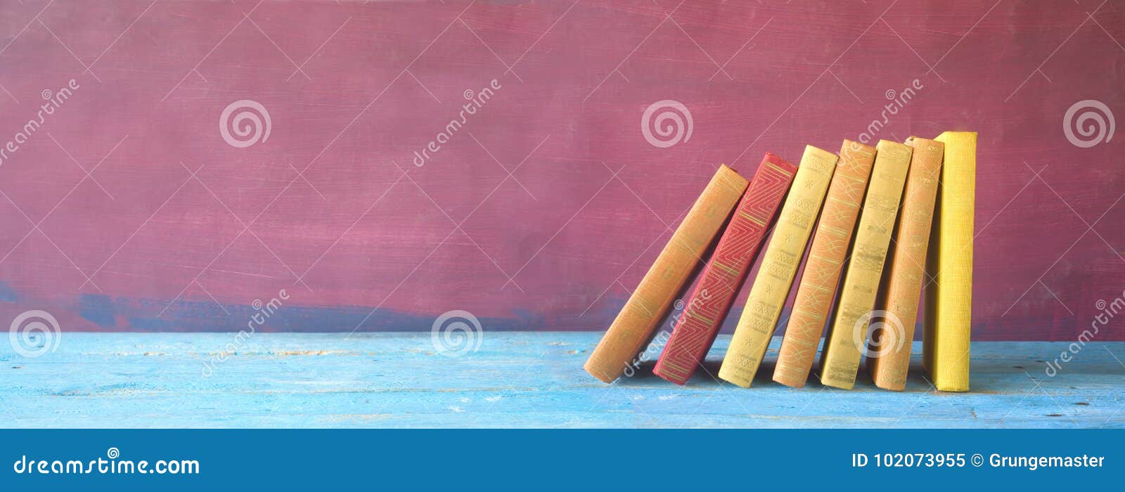 Row of books, panorama, stock image. Image of knowledge - 102073955