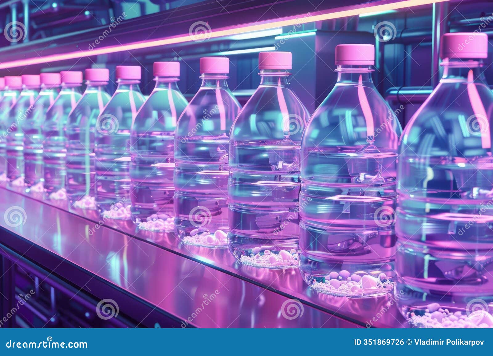 Row of Bottled Water on a Counter, Suitable for Hydration Concept Stock ...