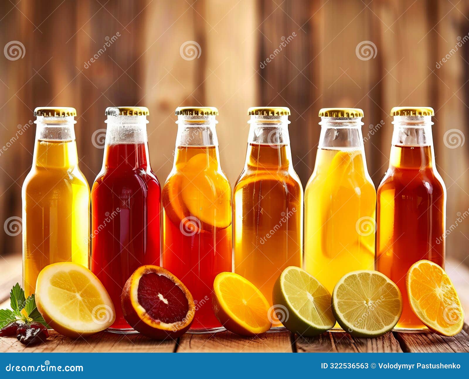 A Row of Bottles with Different Colored Drinks Stock Image - Image of ...