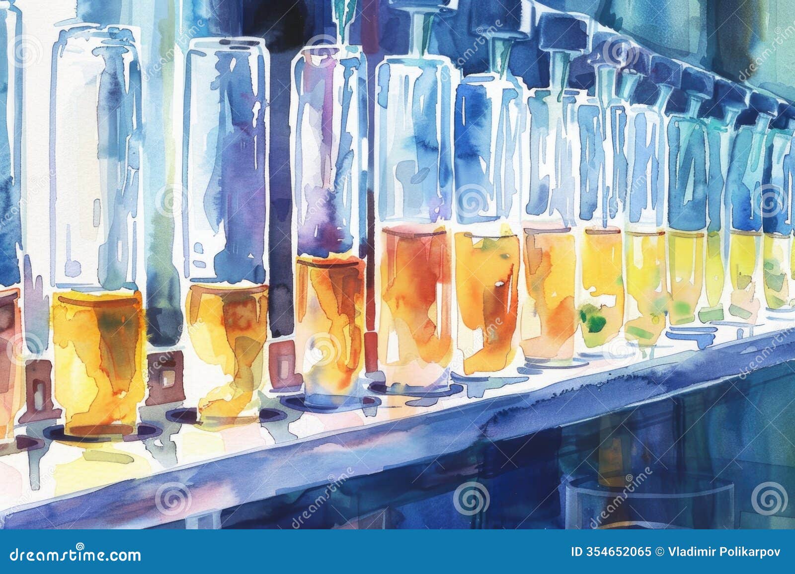 A Row of Bottles Filled with Liquid. Perfect for Science or Laboratory ...