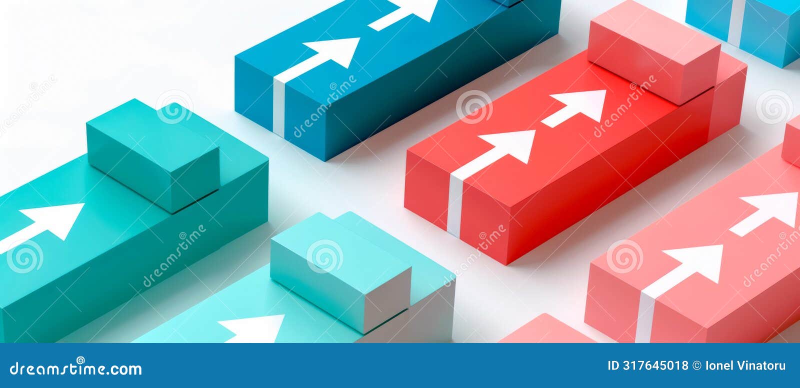 Row of Boxes with Arrows Pointing Up, Progress and Upward Movement ...