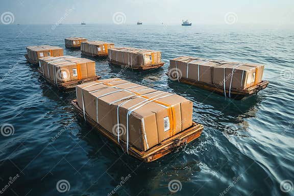 A Row of Boxes Floating on the Water Stock Photo - Image of aquaculture ...