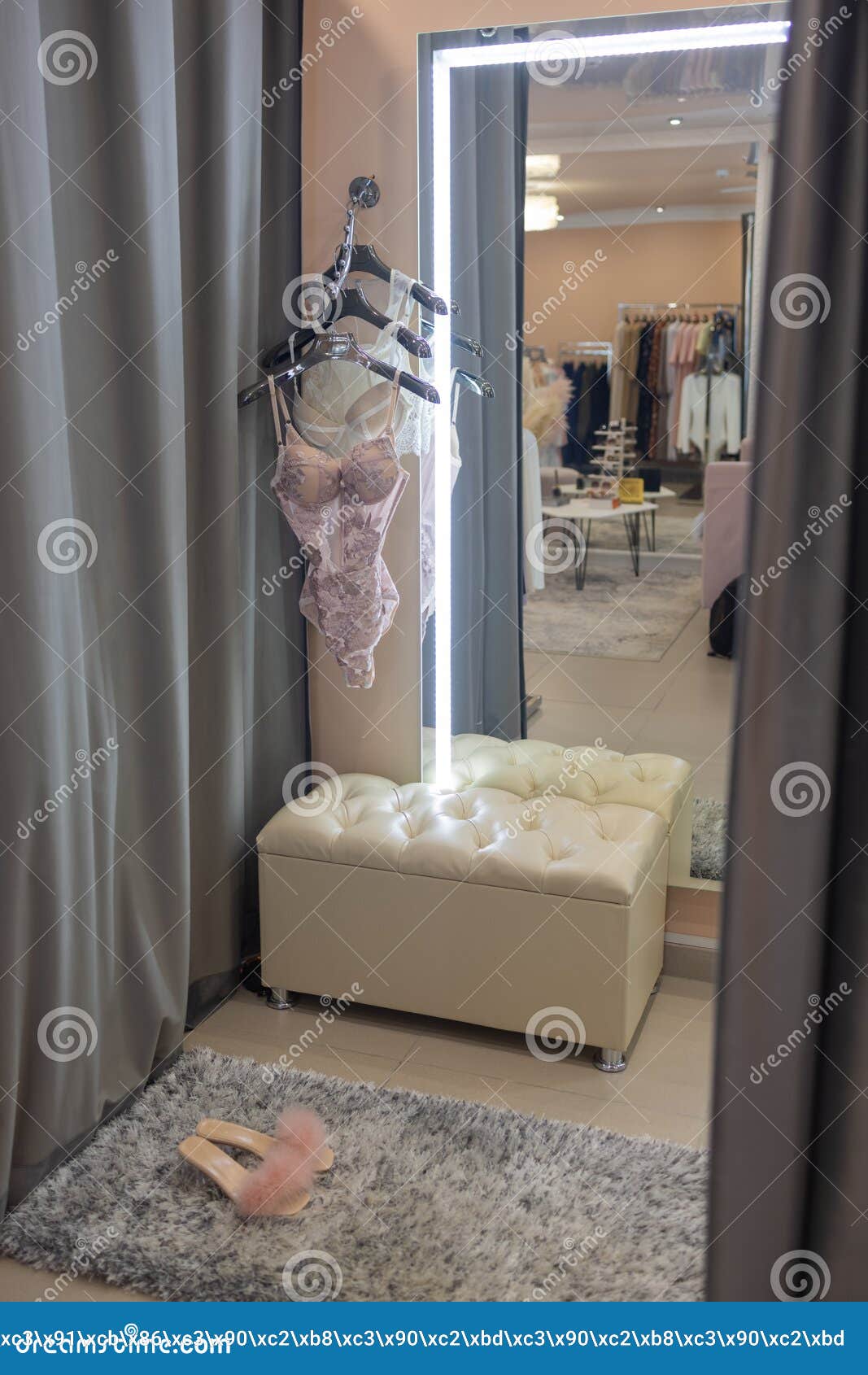 Row of Bras Hanging in Lingerie Store. Stock Image - Image of garment ...