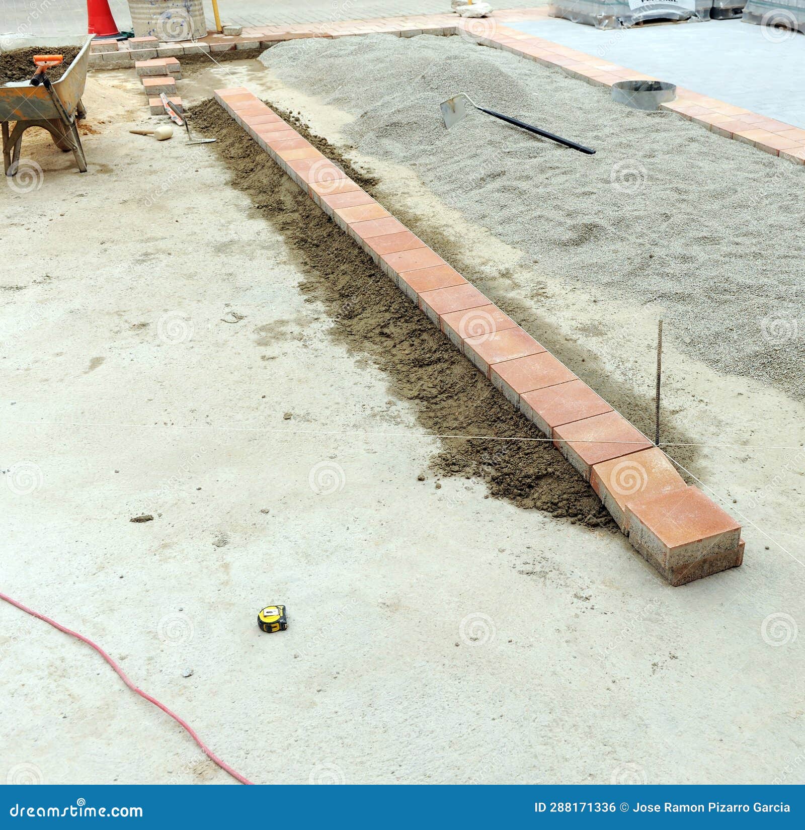 Paving of a New Town Square Built with Different Materials. Stock Photo ...