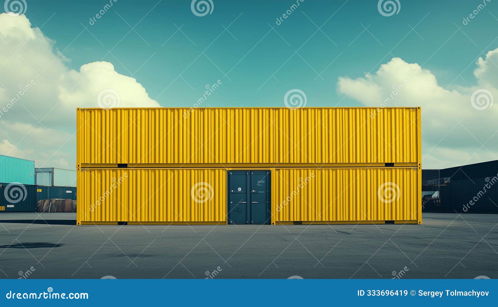 A Row of Bright Yellow Shipping Containers Forms a Striking Structure ...