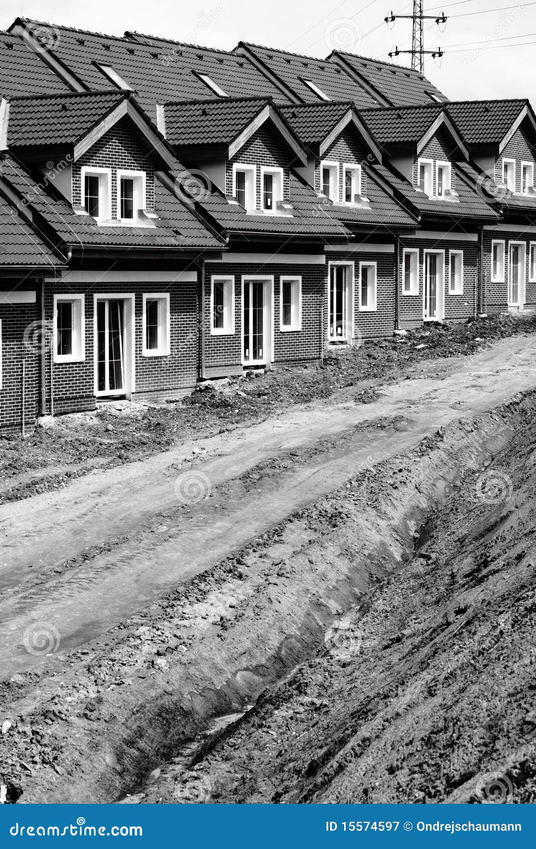 Row Building Under Construction Stock Image - Image of city, roof: 15574597