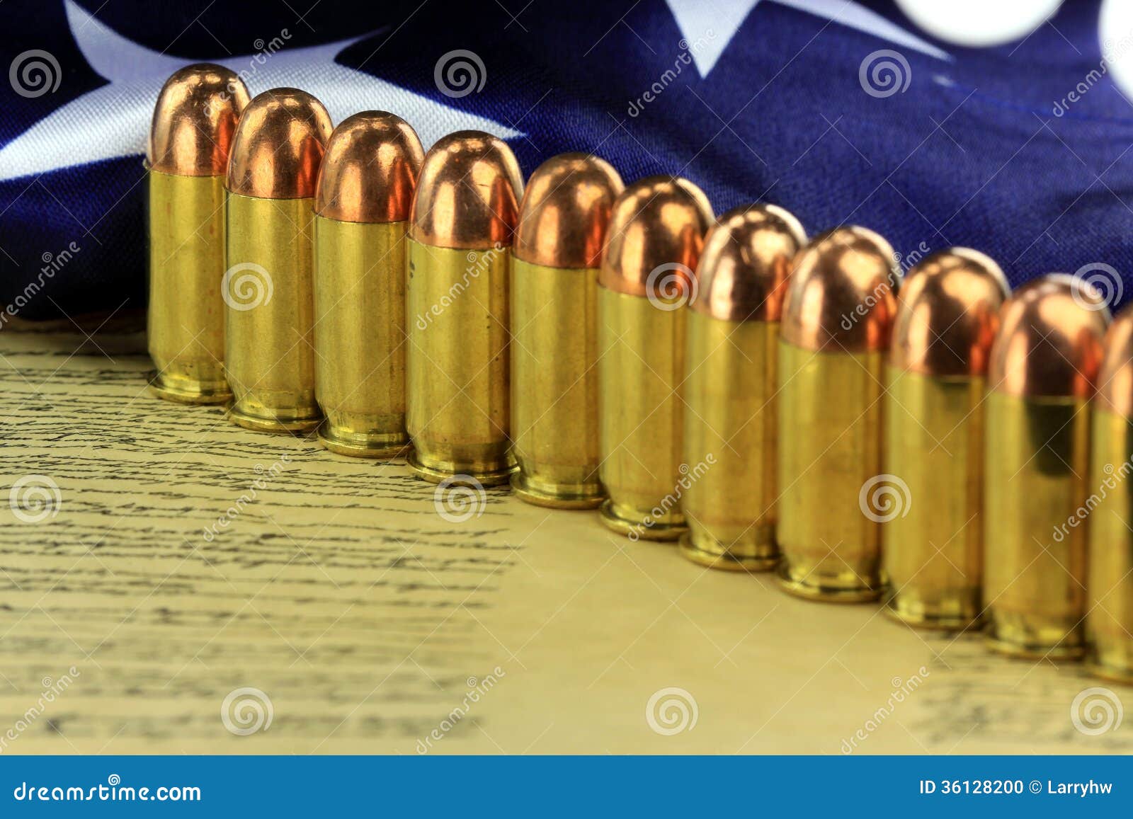 Row of Bullets with American Flag Stock Photo - Image of protection ...