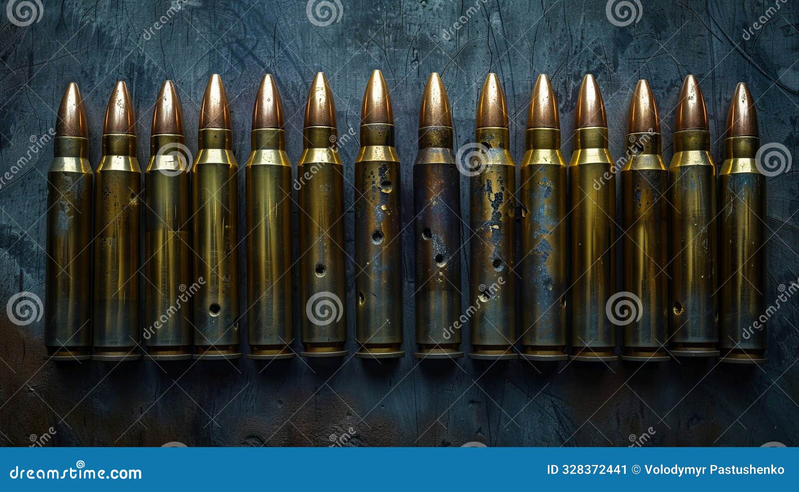 A Row of Bullets Lined Up Against a Dark Blue Background Stock Image ...