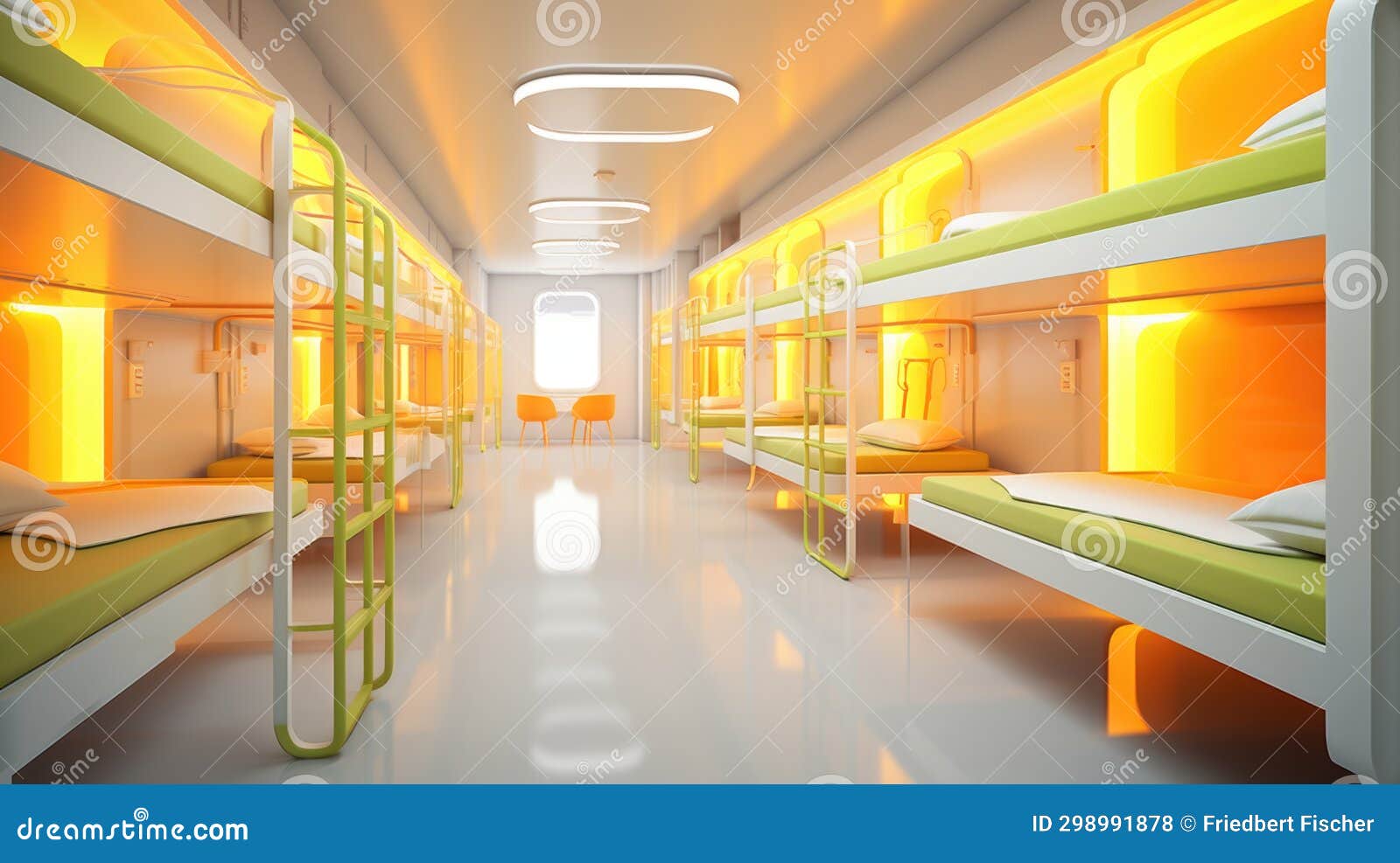 Ai Generated Of Hostel Dormitory Beds Arranged In Dorm Room With White ...