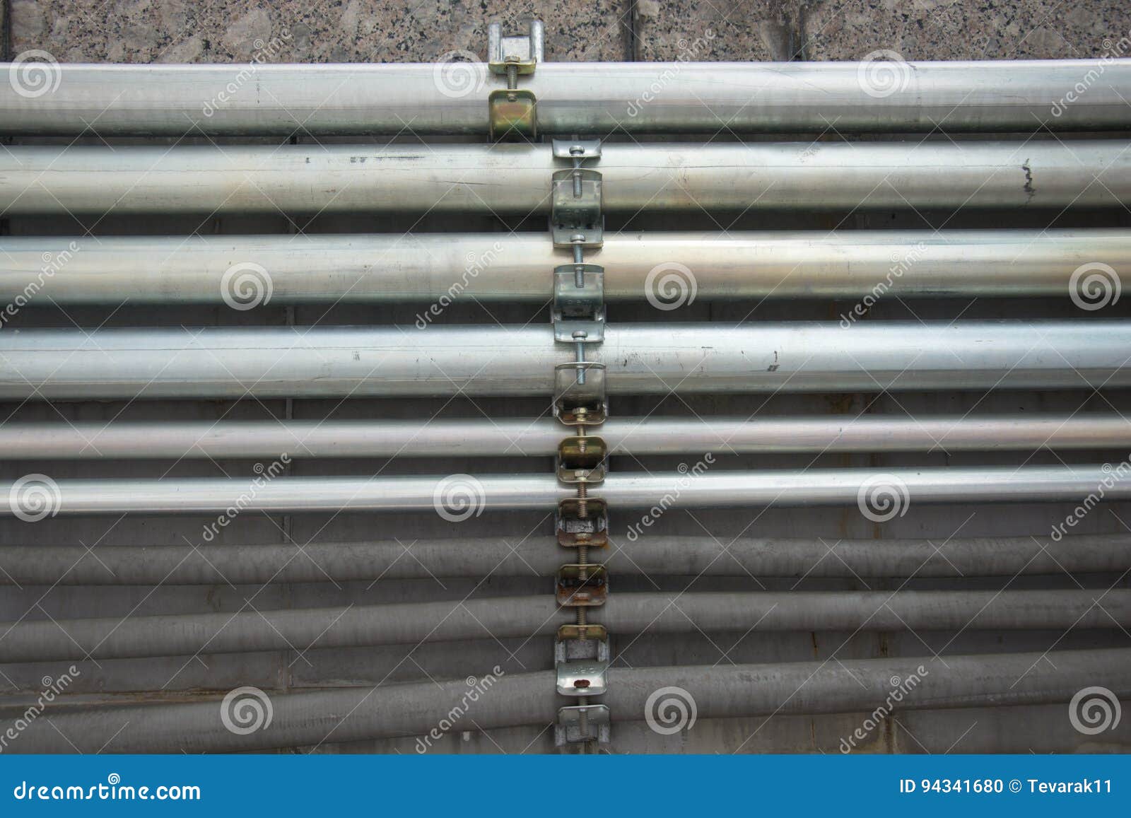 Row of Cable Conduit Installed on the Wall Stock Photo - Image of line ...