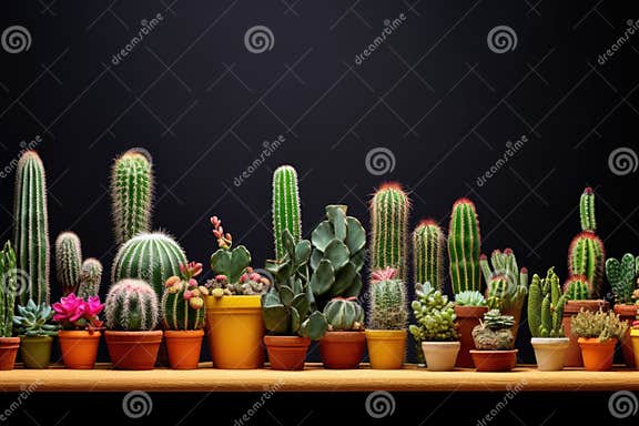 A Row of Cacti Showing Different Stages of Growth Stock Image - Image ...