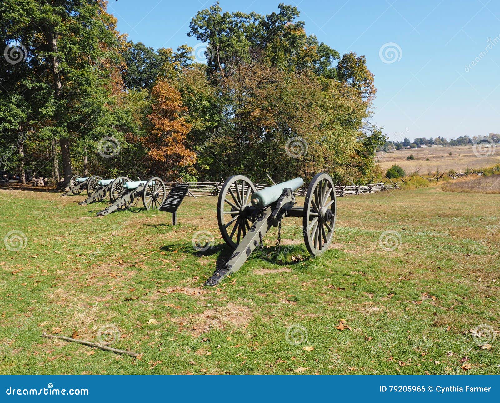 Row of Cannons on the Gettysburg Battlefield Stock Photo - Image of ...
