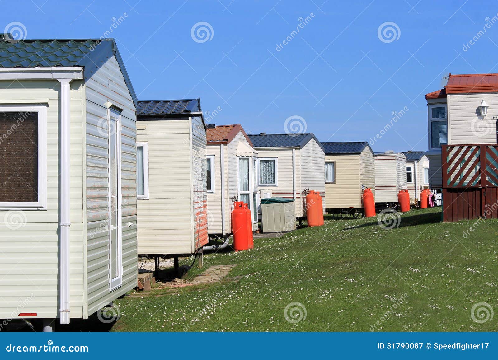 Row of Caravans in Trailer Park Stock Image - Image of english ...