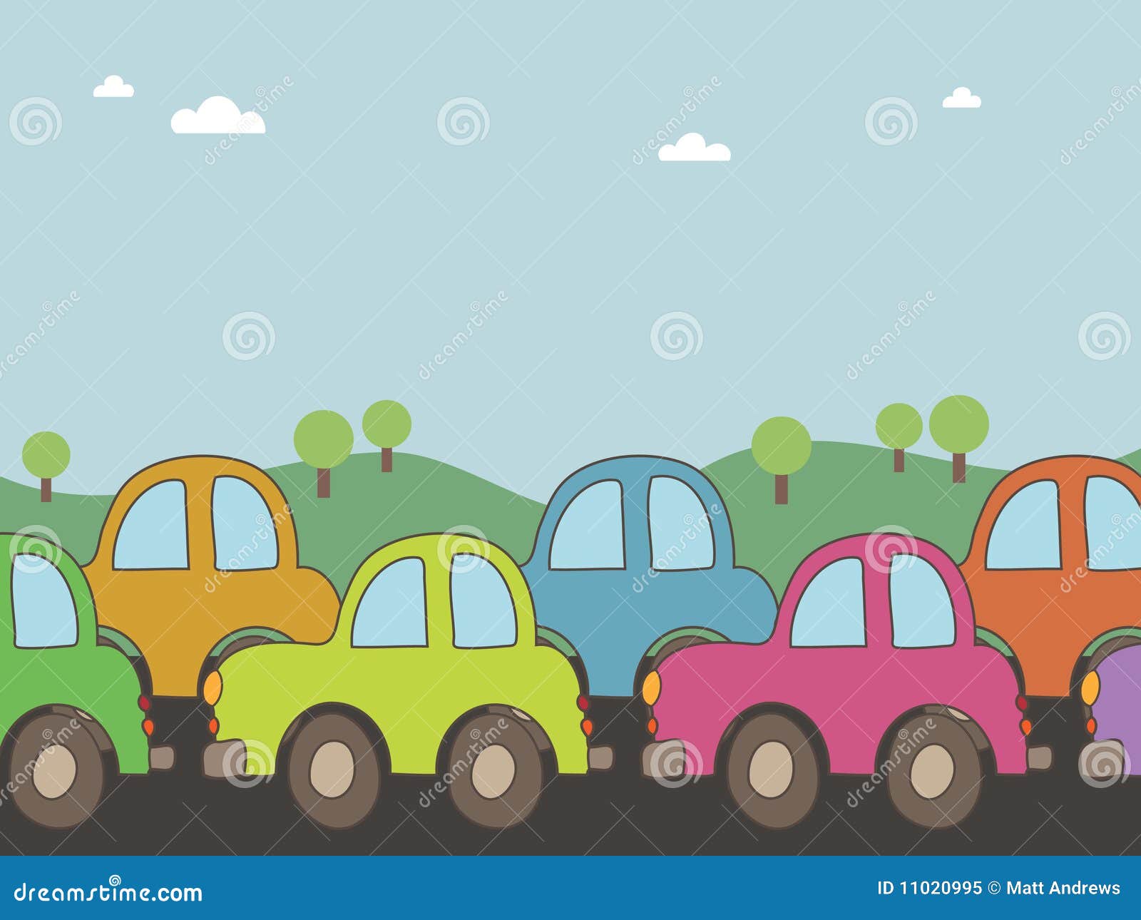 Row of cars stock vector. Illustration of wheel, purple - 11020995