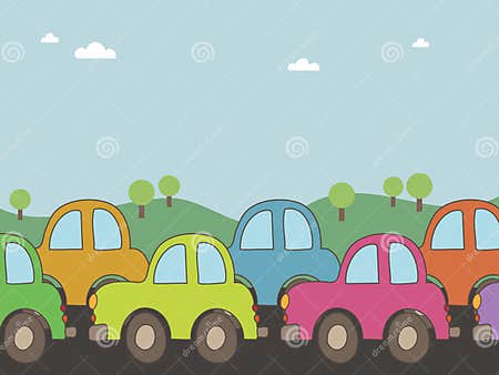 Row of cars stock vector. Illustration of wheel, purple - 11020995