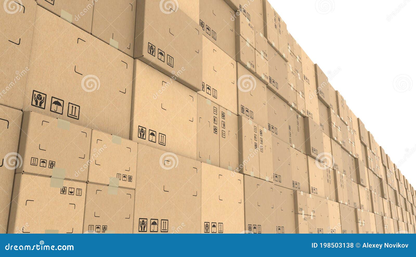 Row of Cartons with Goods Ready for Dispatch, 3d Rendering Stock ...
