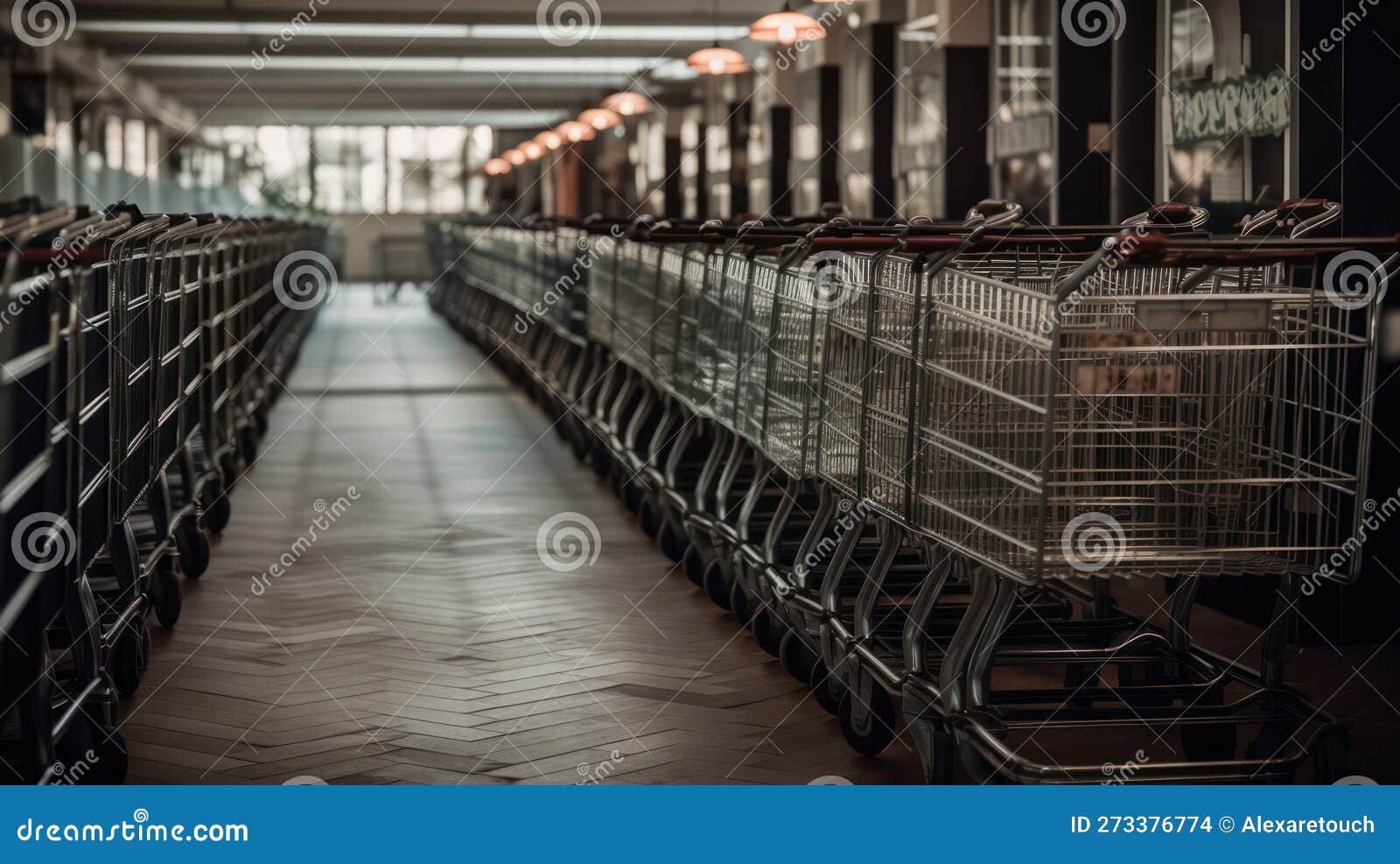 Row of Carts Standing Inside the Store before Opening Stock ...