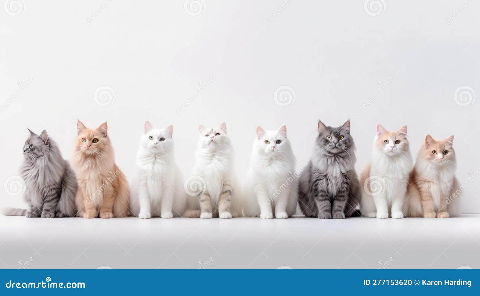 Row of Cats on a White Background Stock Illustration - Illustration of ...