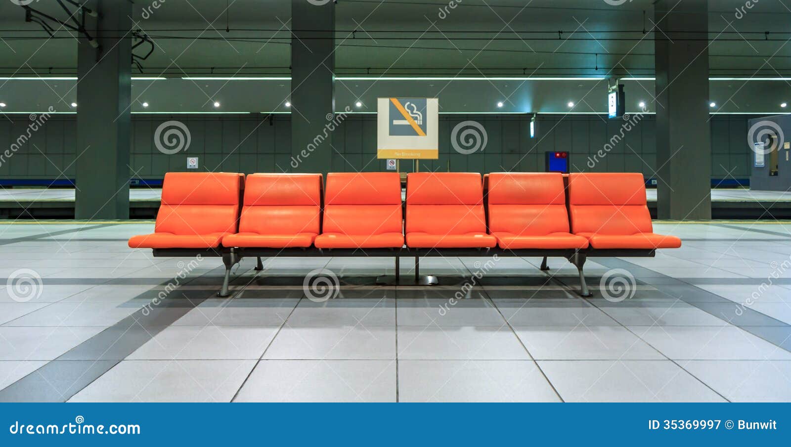 Row of Chair in the Underground Railways Station, Japan Stock Image ...