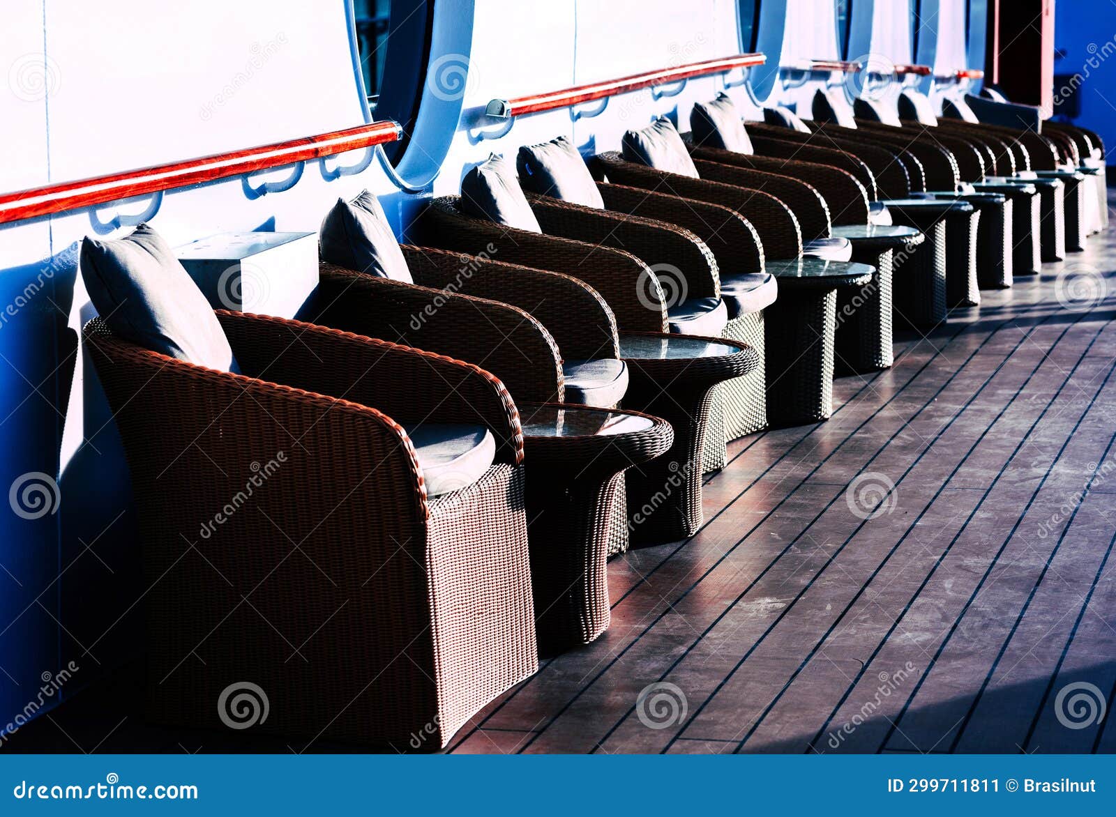 A Row of Chairs on a Cruise Ship Deck Stock Image - Image of summer ...