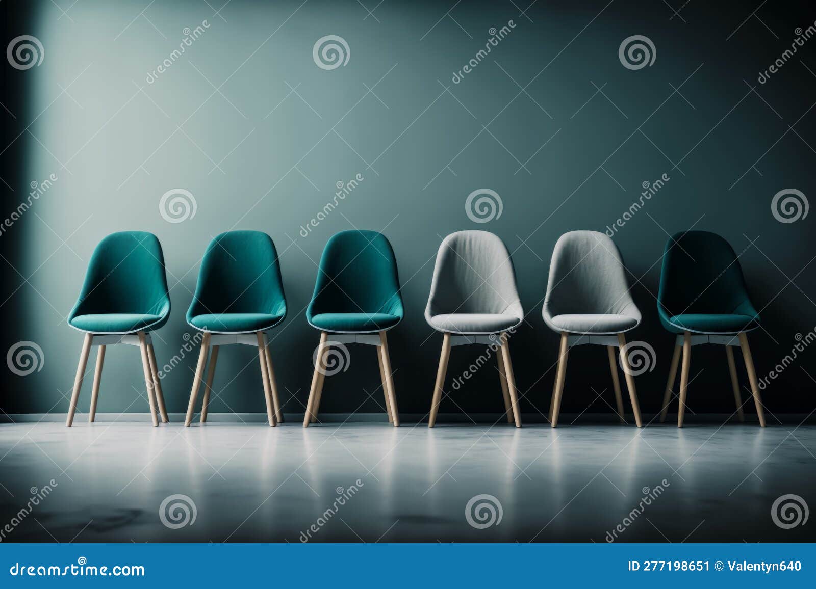 Row of Chairs Sitting Next To Each Other in Front of Wall. Generative ...