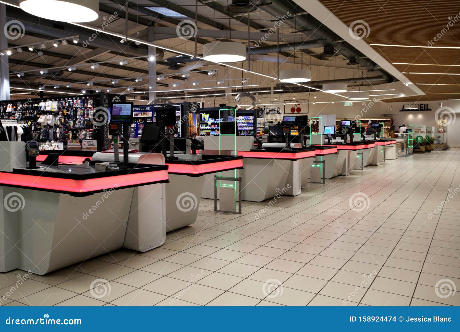 Row of Checkouts in a French Supermarket Editorial Stock Image - Image ...