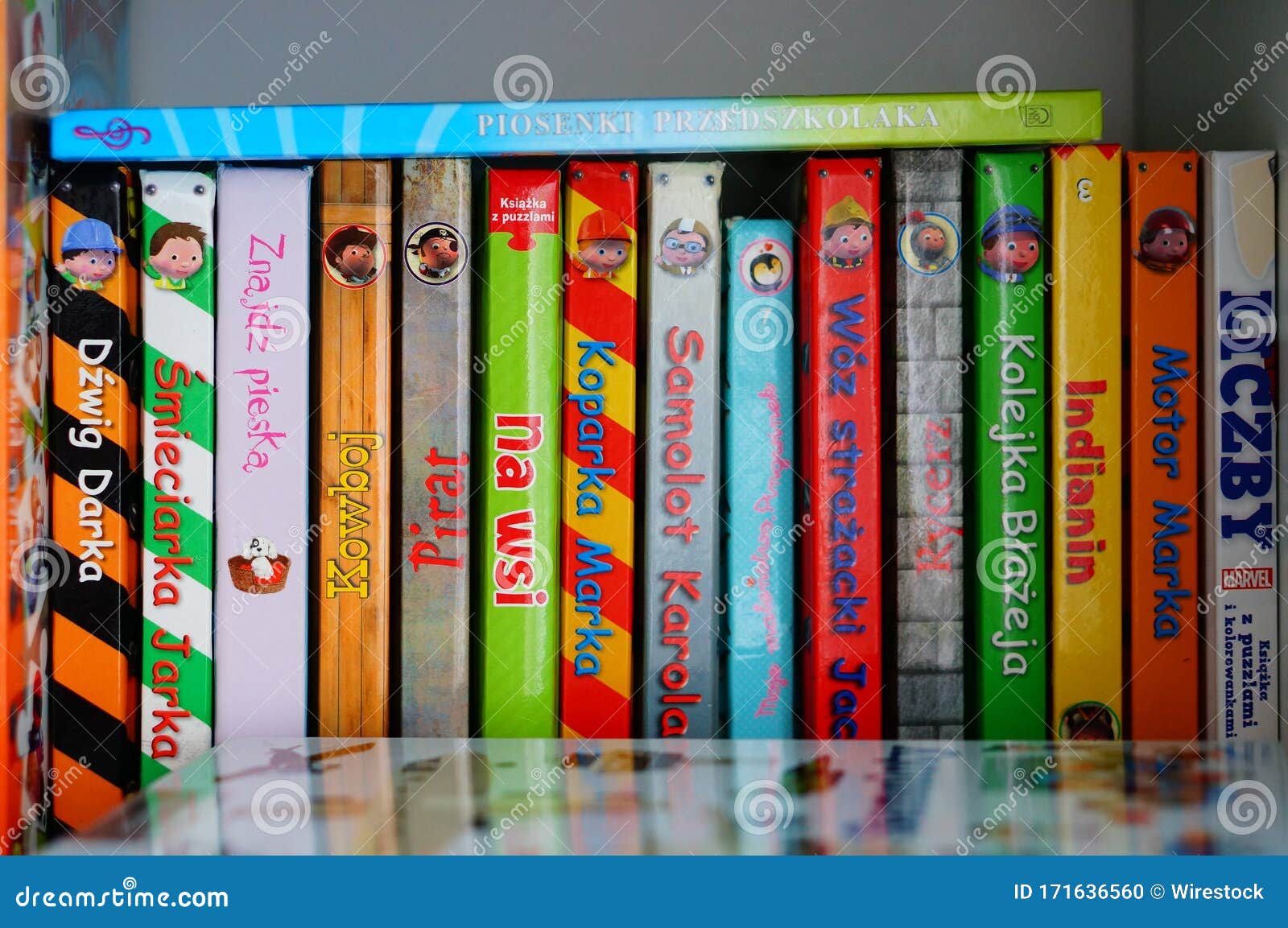 Row of child books. editorial image. Image of polish - 171636560