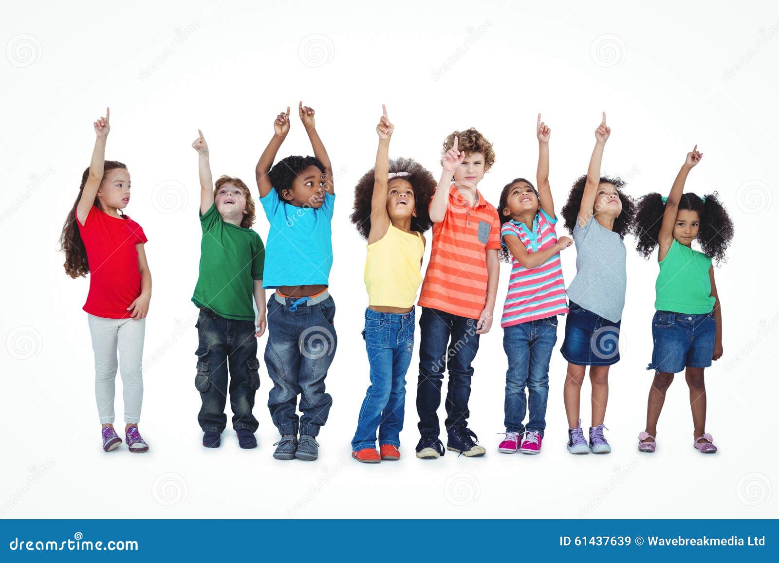 A Row of Children Standing Together Stock Image - Image of length ...