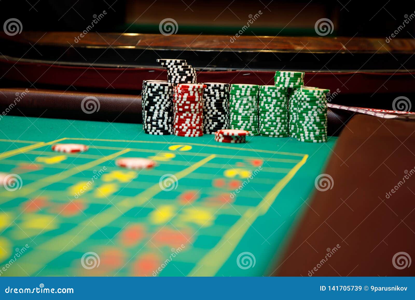 Row of Chips in the Casino on the Gaming Table Stock Image - Image of ...