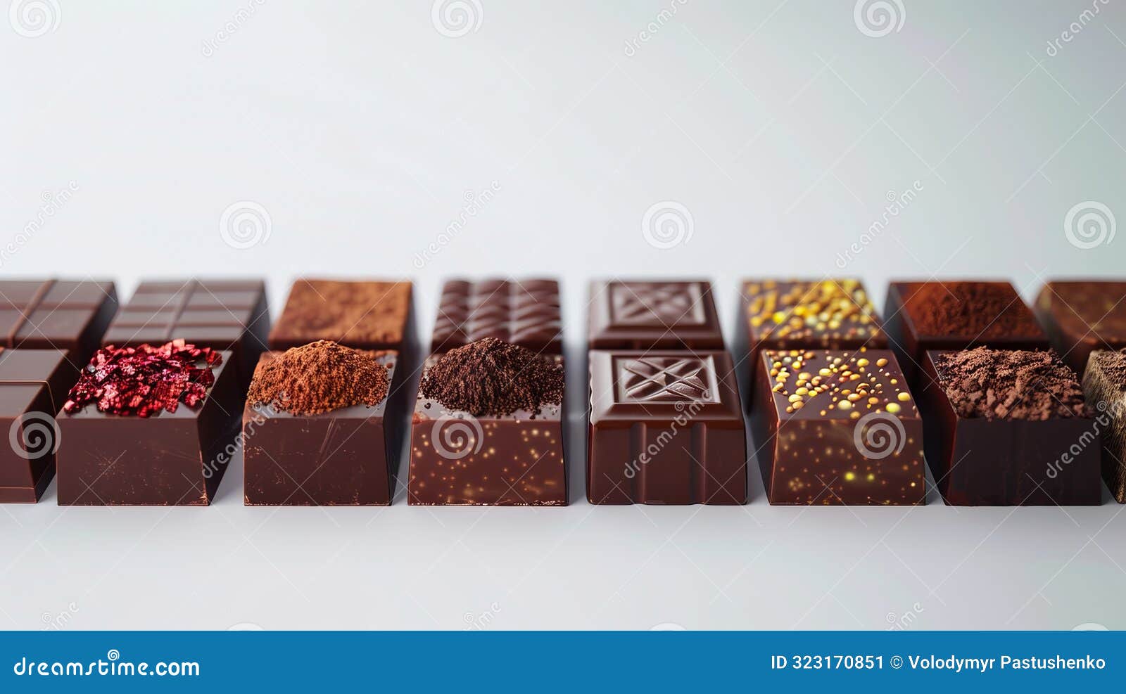 A Row of Chocolate Bars with Different Types of Chocolate Stock Image ...