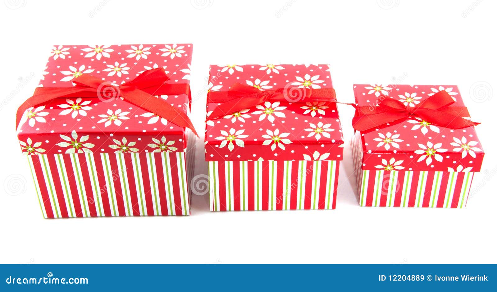 Row with Christmas Presents Stock Image - Image of surprises, ribbon ...