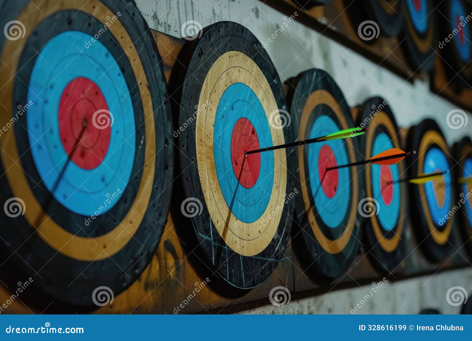 Row of Circle Archery Target Stock Illustration - Illustration of focus ...
