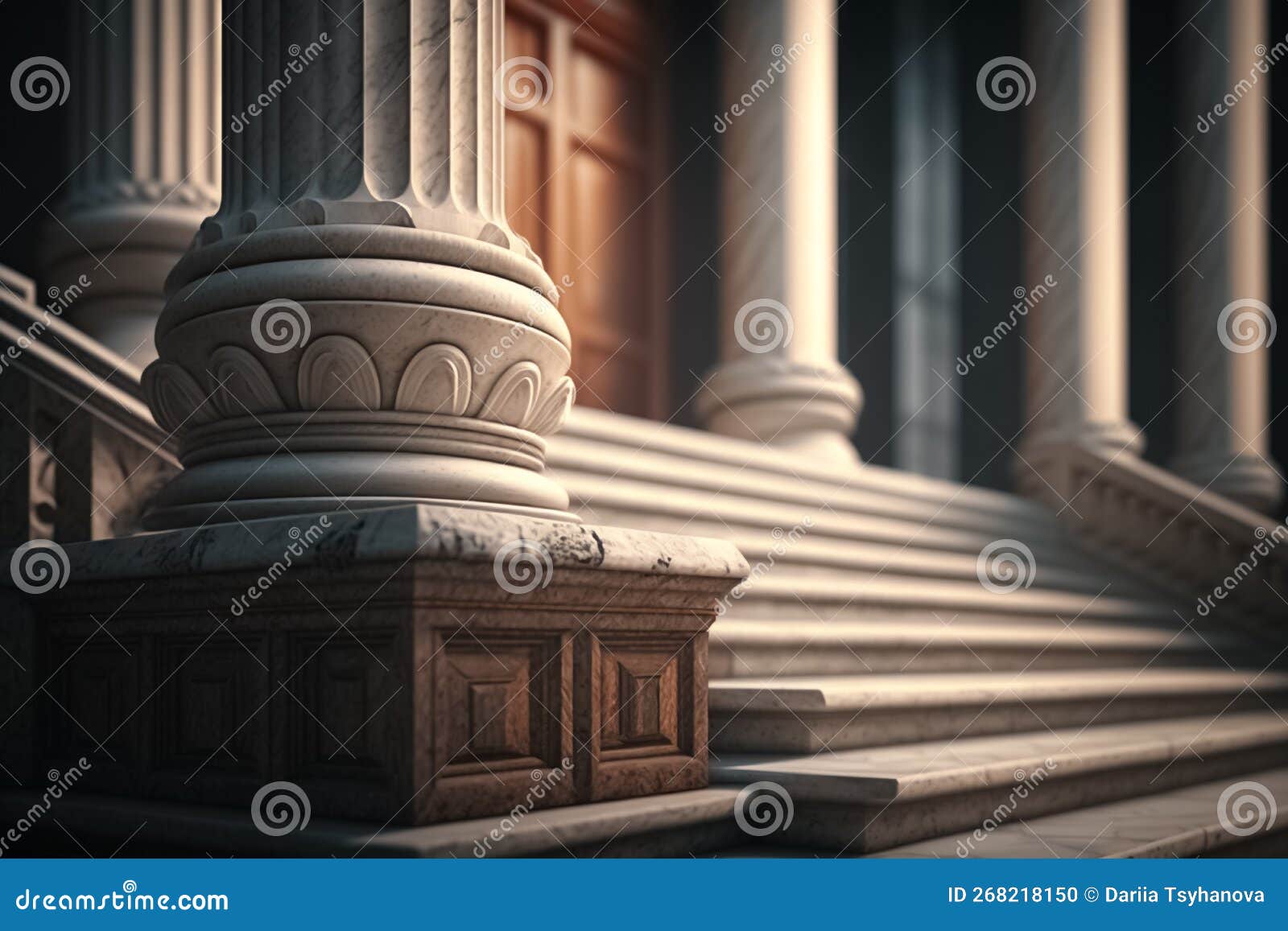 The Row of Classical Columns with Steps. Classical Building Facade ...