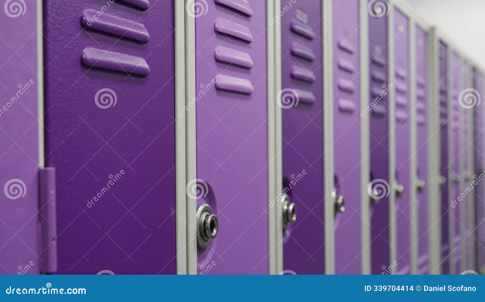 A Row of Closed Purple School Lockers Stock Illustration - Illustration ...