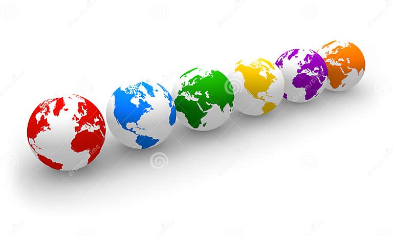 Row of color globes stock illustration. Illustration of ecology - 10456294