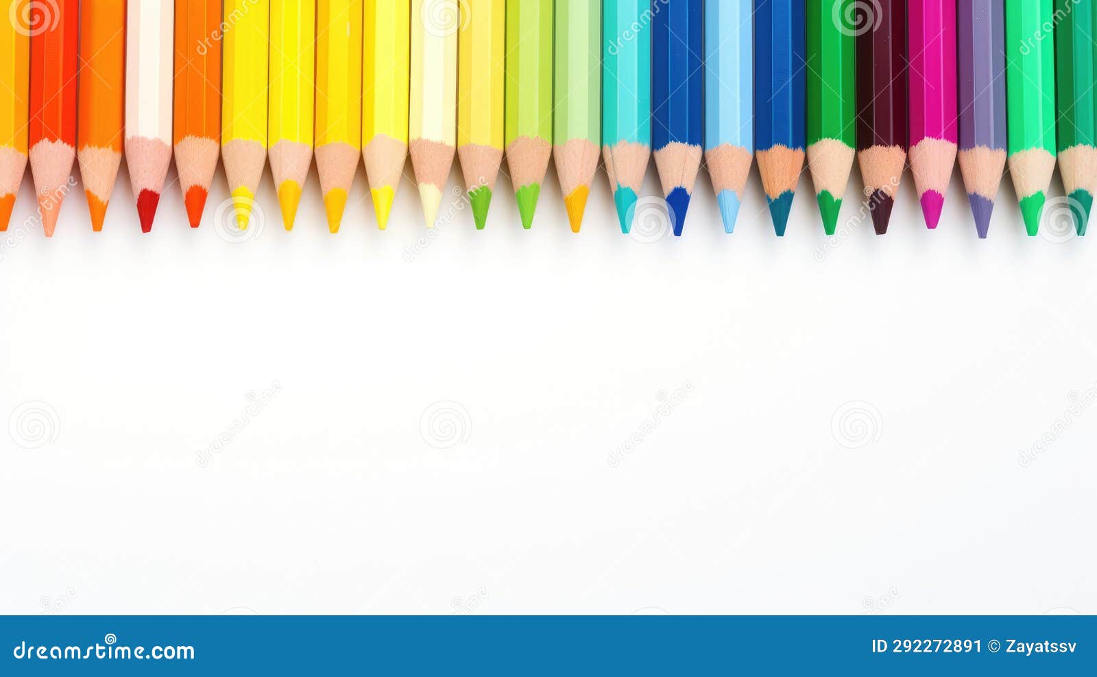 Row of Color Pencils on White Background.Close Up. Stock Image - Image ...