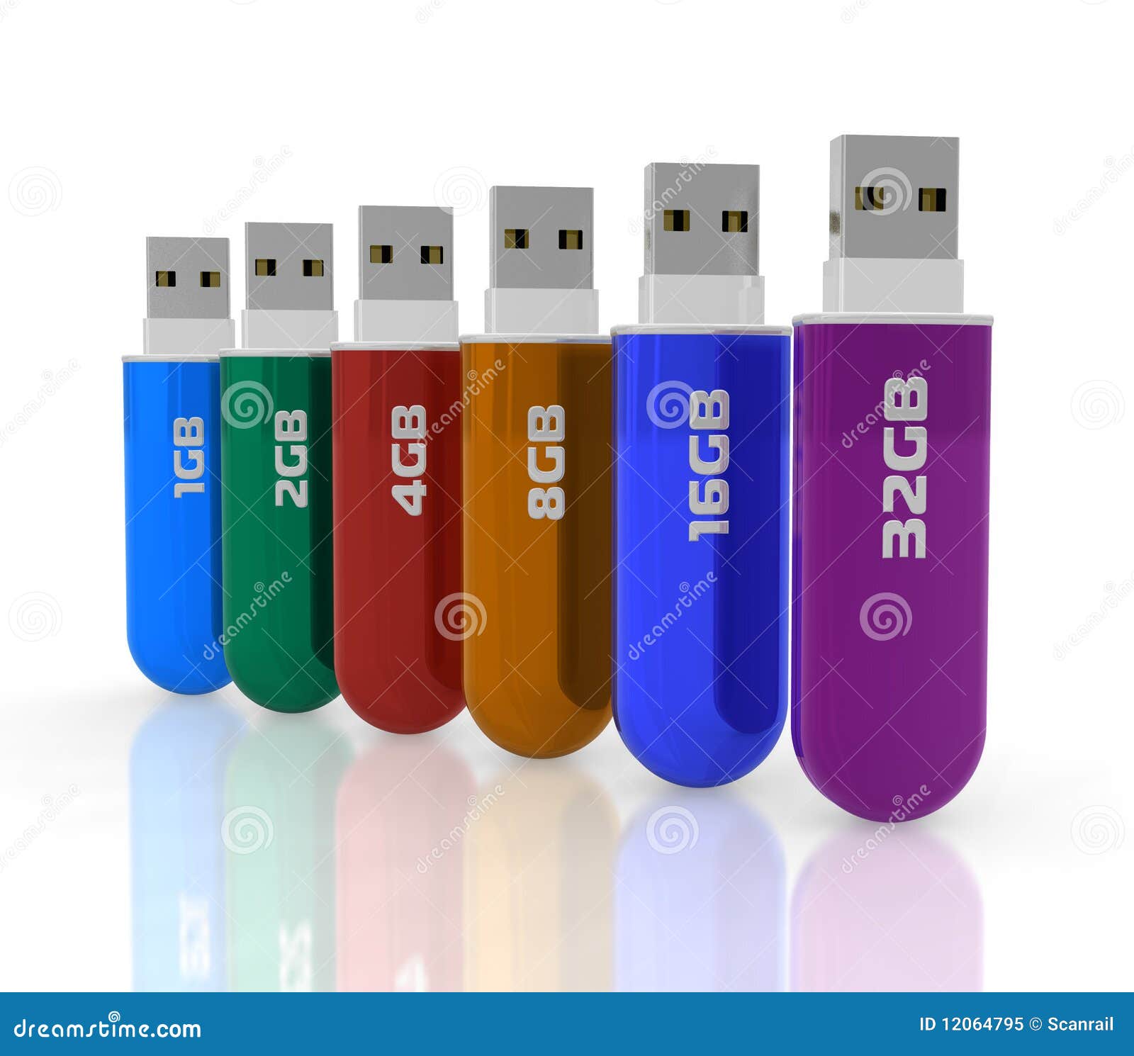 Row of Color USB Flash Drives Stock Illustration - Illustration of ...
