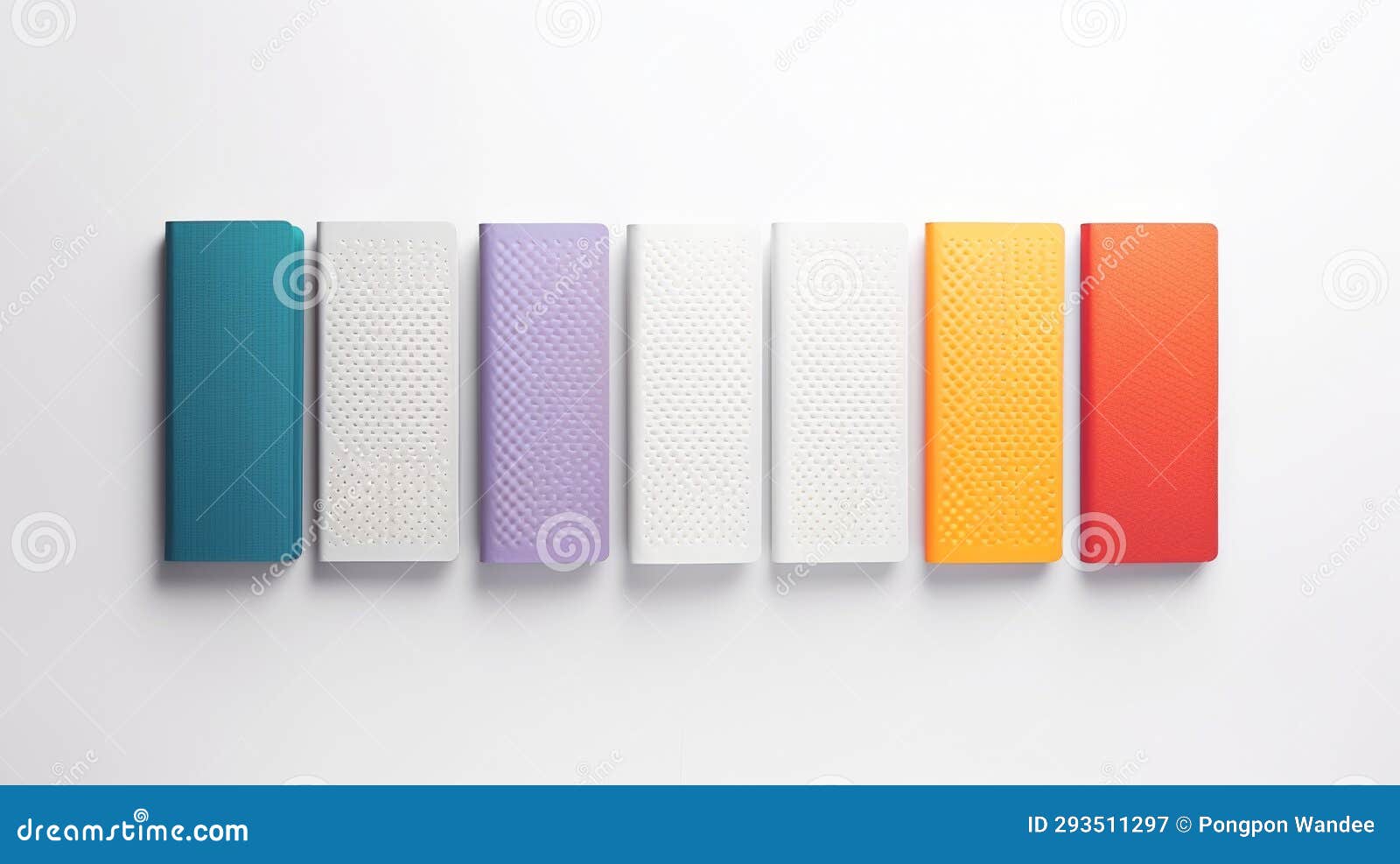A Row of Colored Cards on a White Background. this Image Shows Seven ...