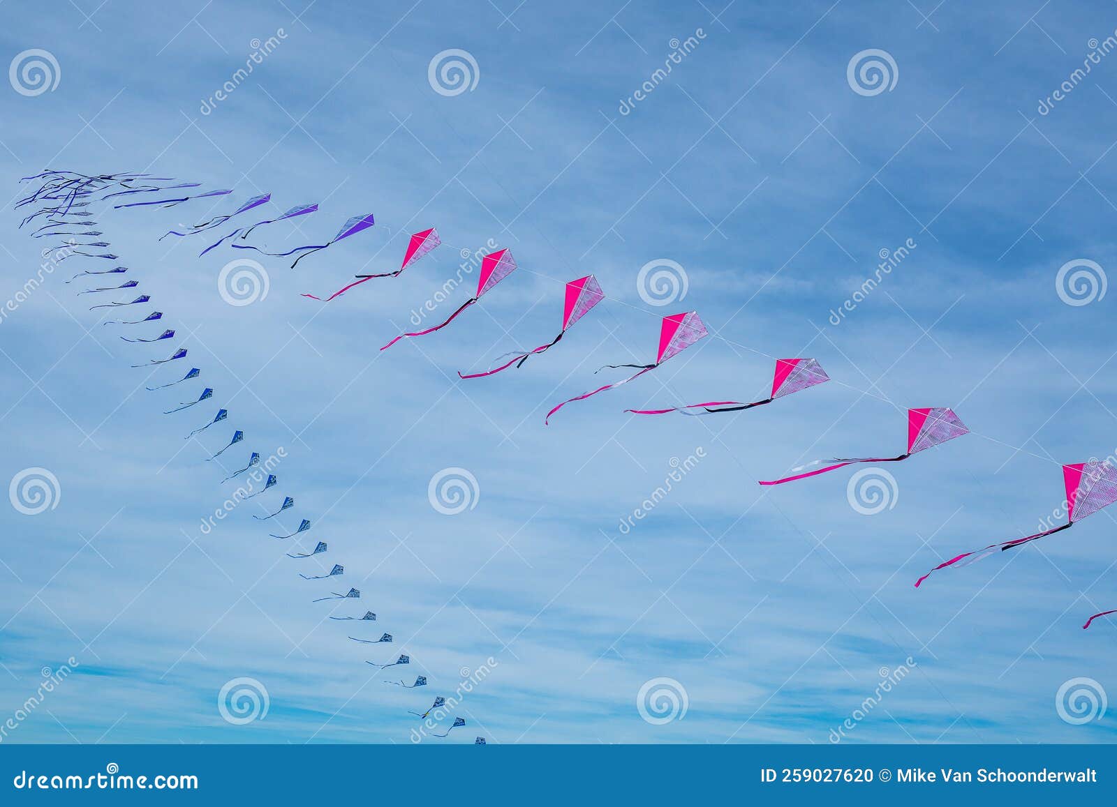 A Row of Colored Kites in the Sky Stock Photo - Image of festival ...