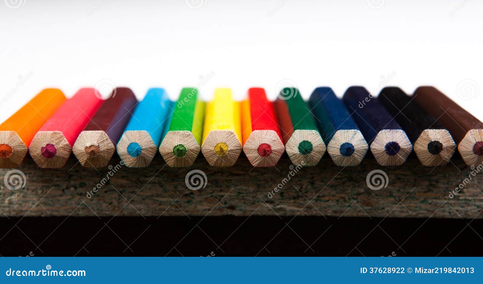 Row of colored pencils stock photo. Image of wooden, brown - 37628922