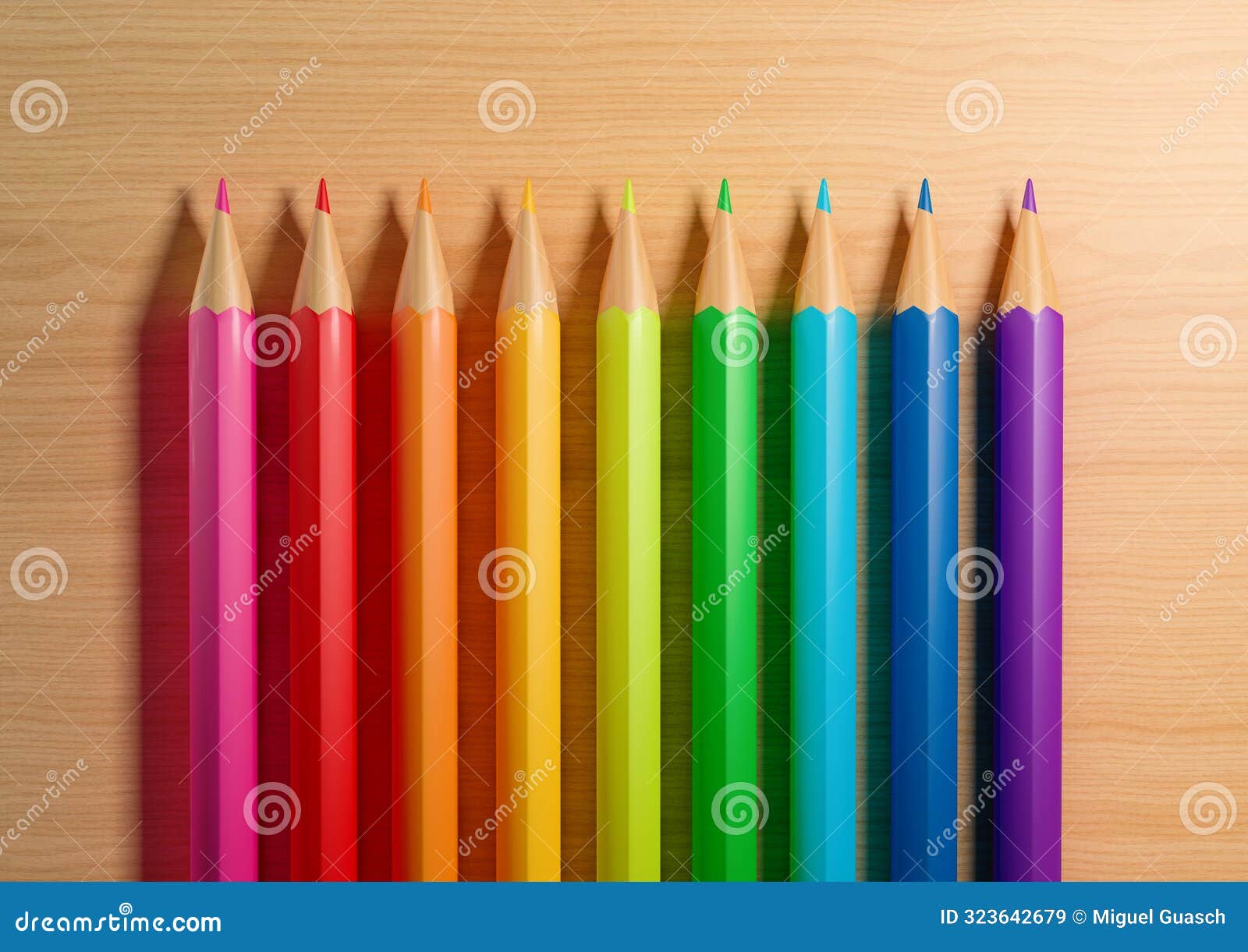 A Row of Colored Pencils are Lined Up on a Desk Background Stock Image ...