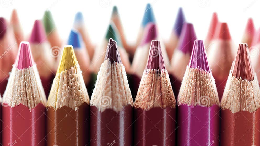 A Row of Colored Pencils with the Tip Cut Off. Generative AI Stock ...