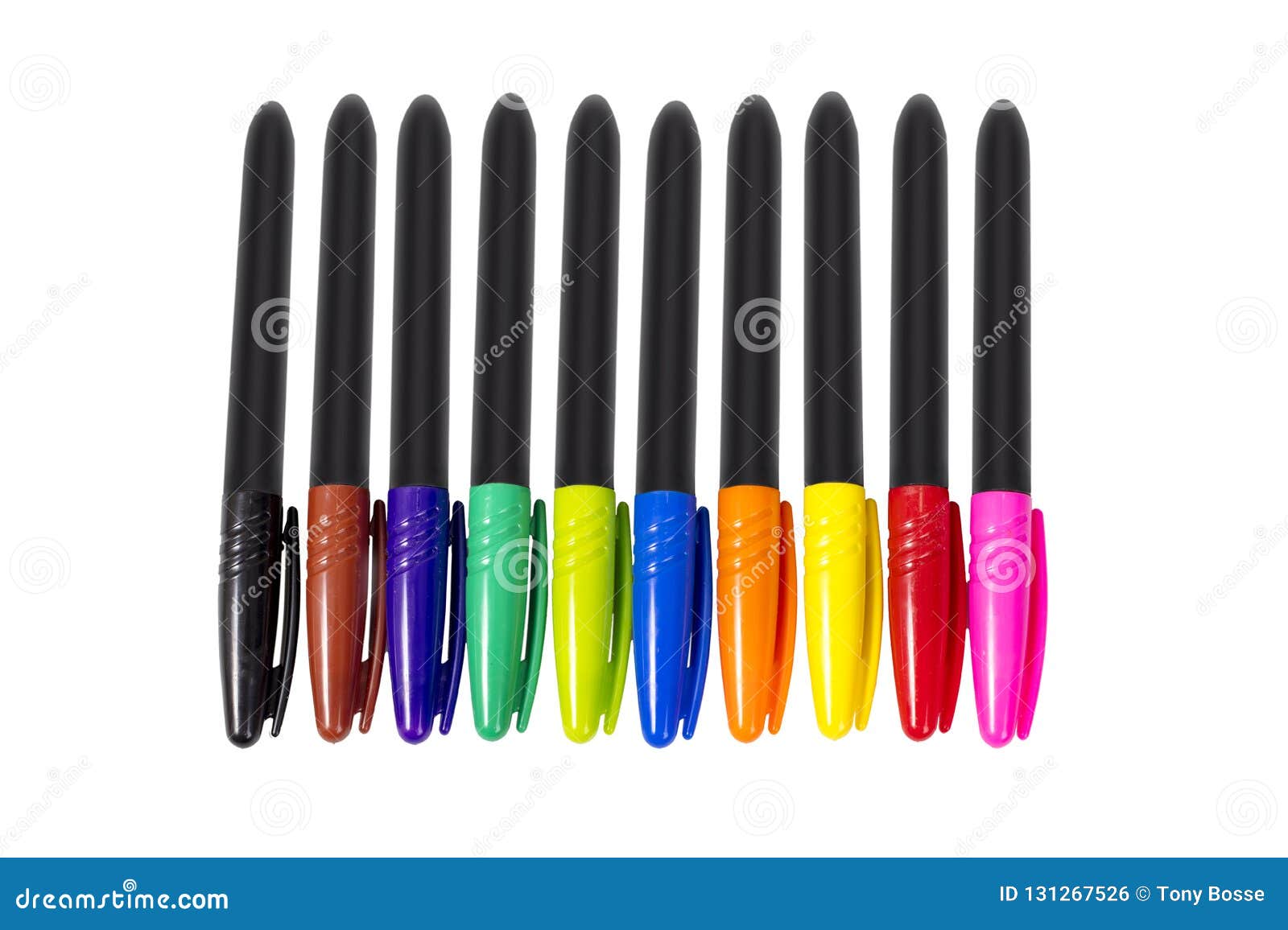 Row of Colored Permanent Markers Stock Photo - Image of childhood ...